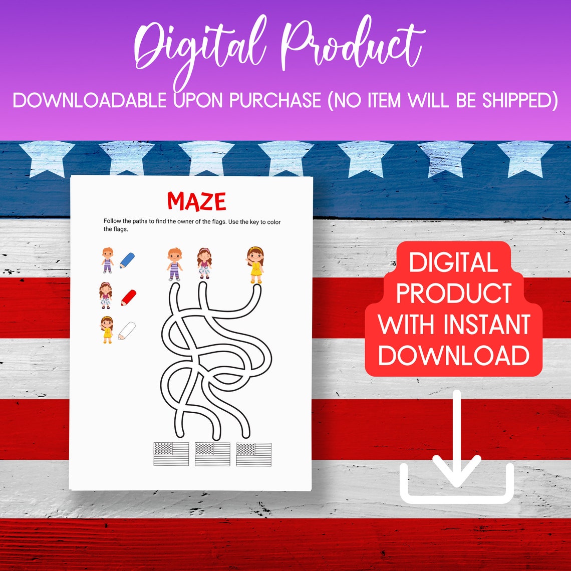 4th of July Activity Set for Kids Printable Pack Fourth of July ...