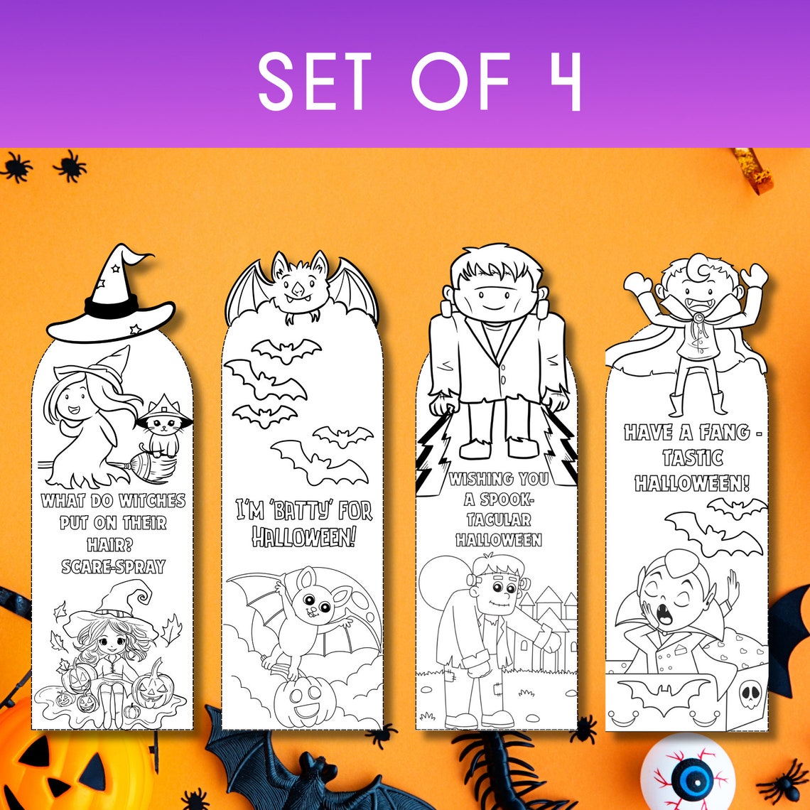 Printable Halloween Coloring Bookmarks to Color Halloween - Etsy