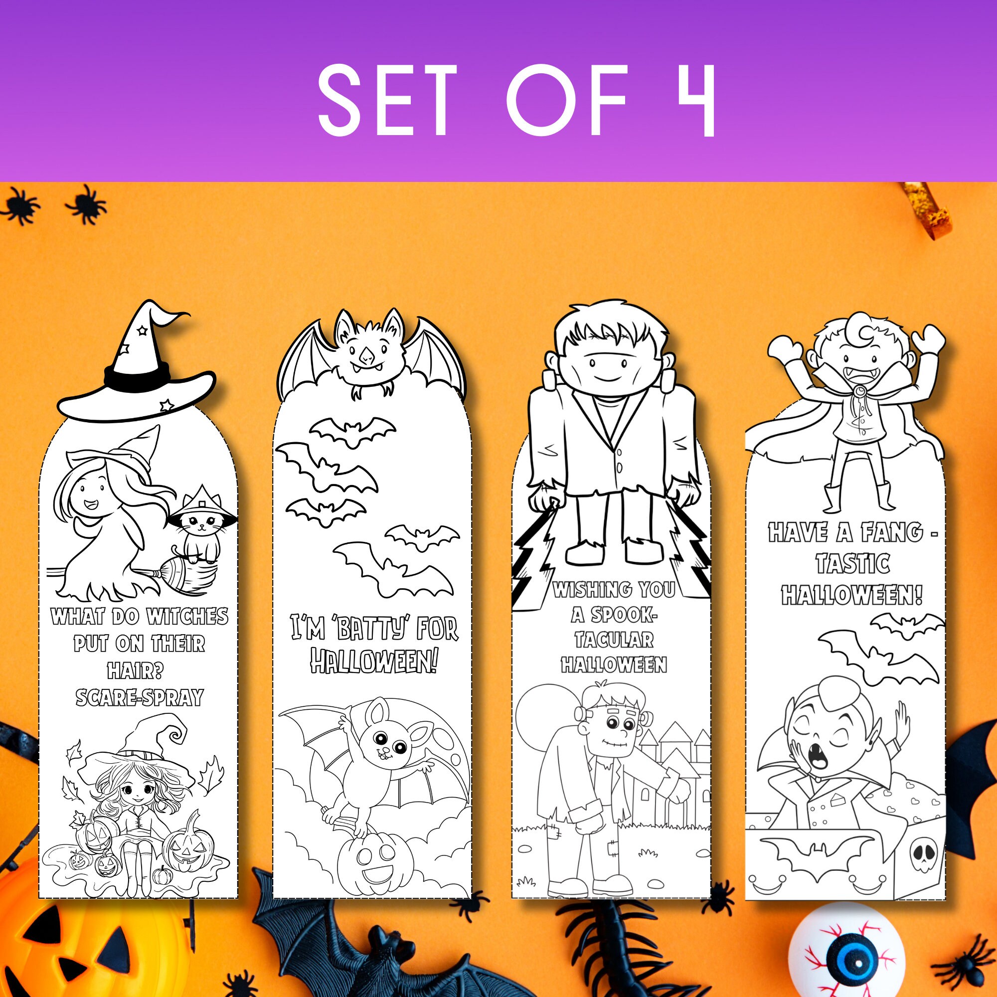 Printable Halloween Coloring Bookmarks to Color Halloween - Etsy