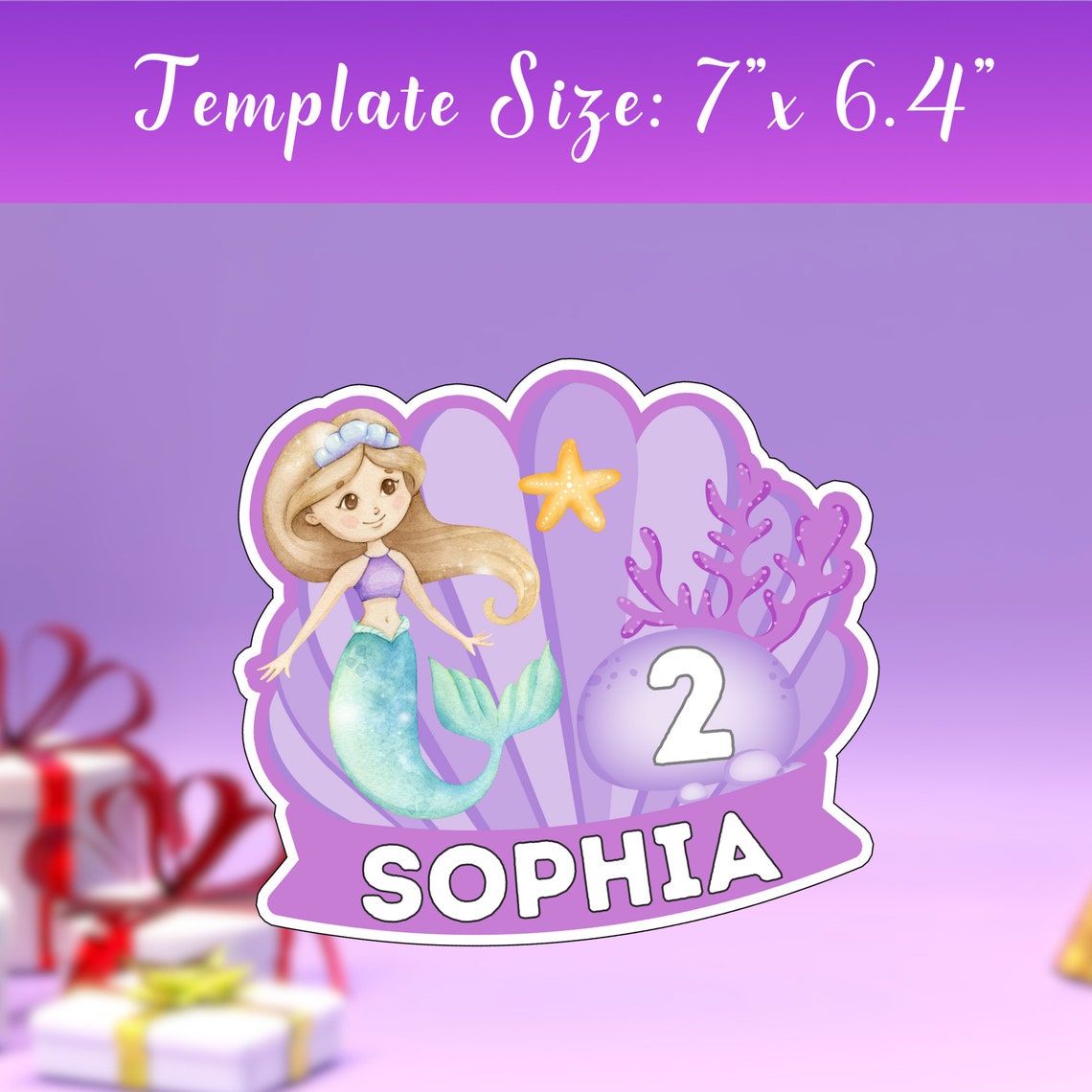 Mermaid Cake Topper Printable, Little Mermaid Cake Topper, Mermaid ...