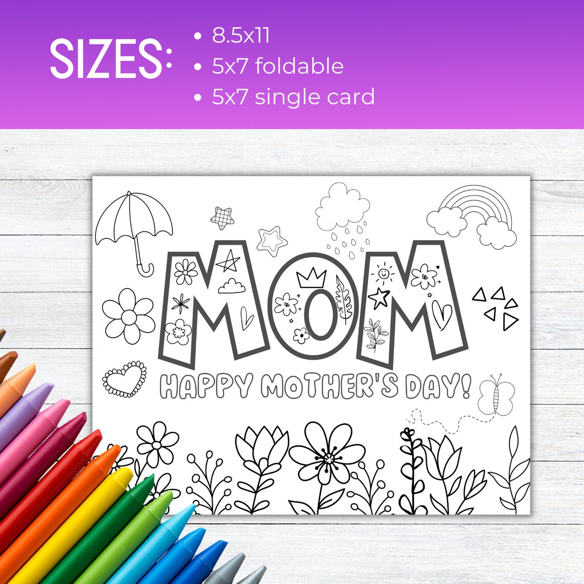 Mothers Day Coloring Page Mothers Day Card Printable Mothers Day Card ...