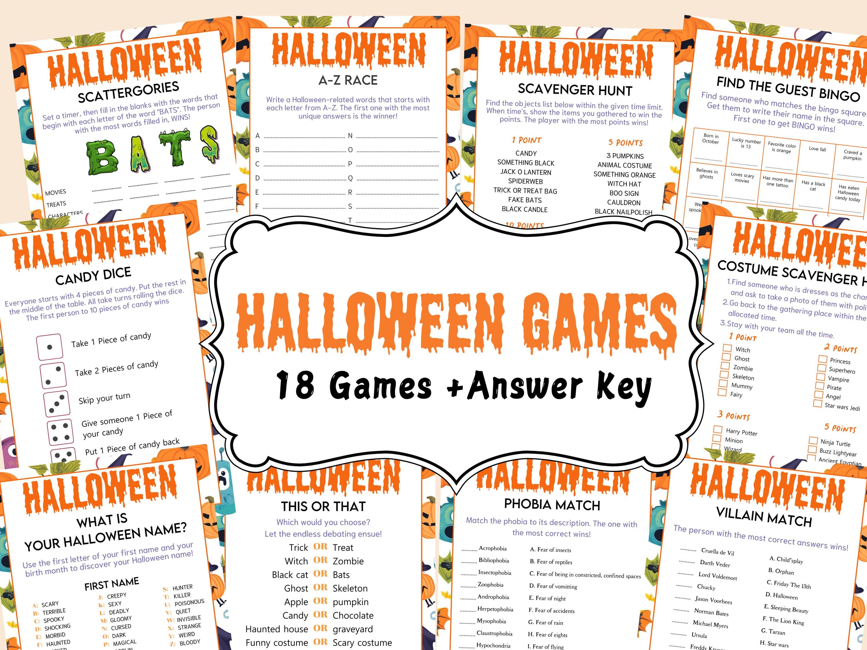 Halloween Games Bundle 18 Printable Halloween Party Games Family ...