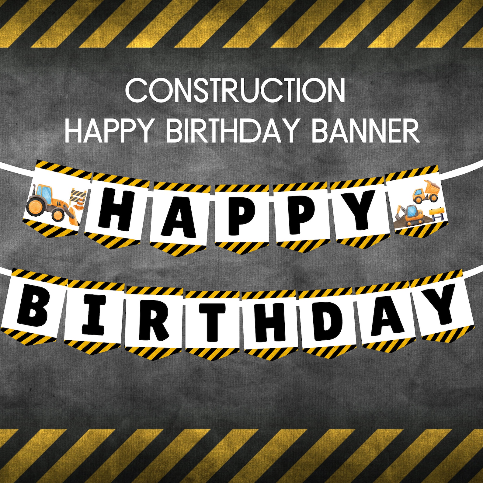 Construction Happy Birthday Banner Printable Construction Birthday ...
