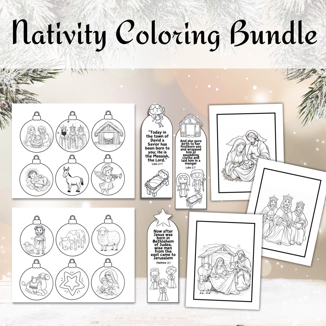 Christmas Nativity Coloring Bundle Nativity Christian Coloring ...