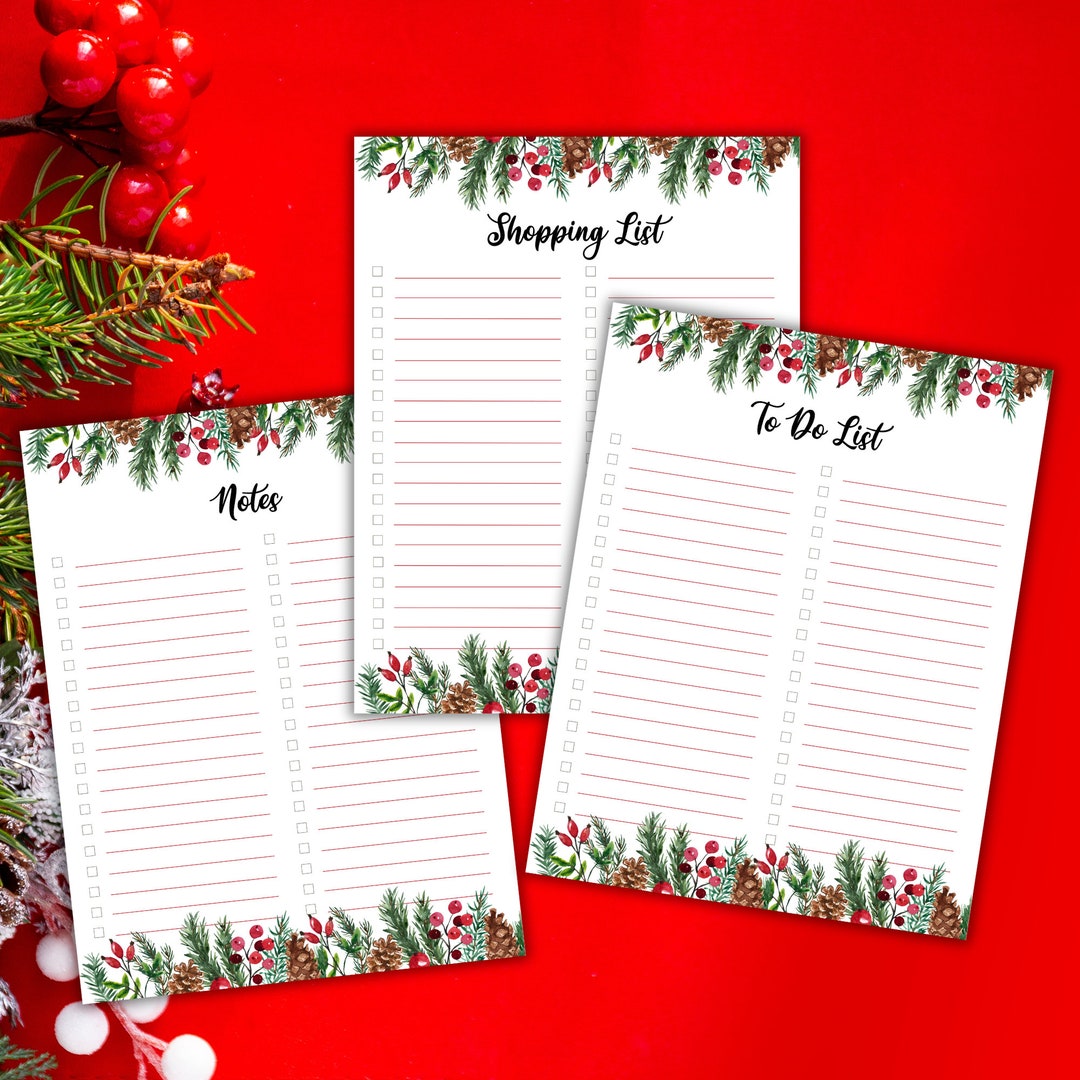 Christmas to Do List Planner Printable Notes Shopping List Task ...
