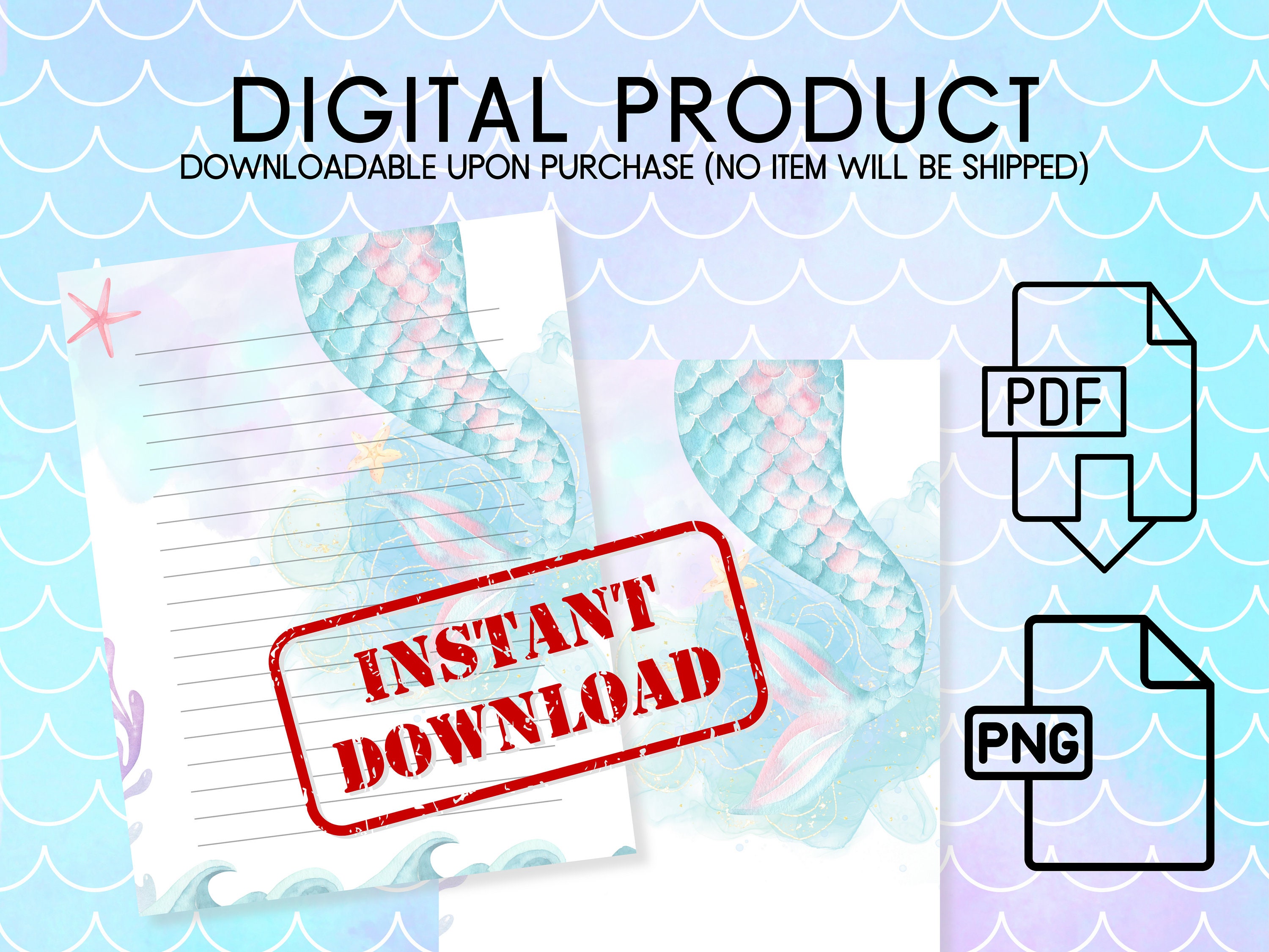 Mermaid Stationery Printable Birthday Stationary Mermaid Stationary ...