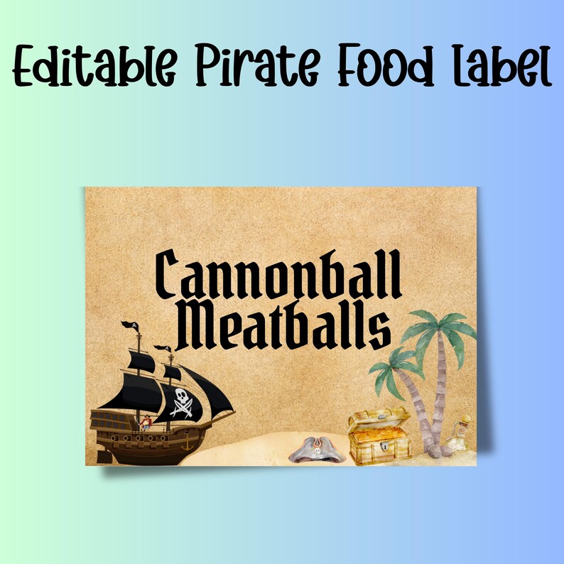Editable Pirate Party Food Label Birthday Food Tent Make Your Own Fun ...