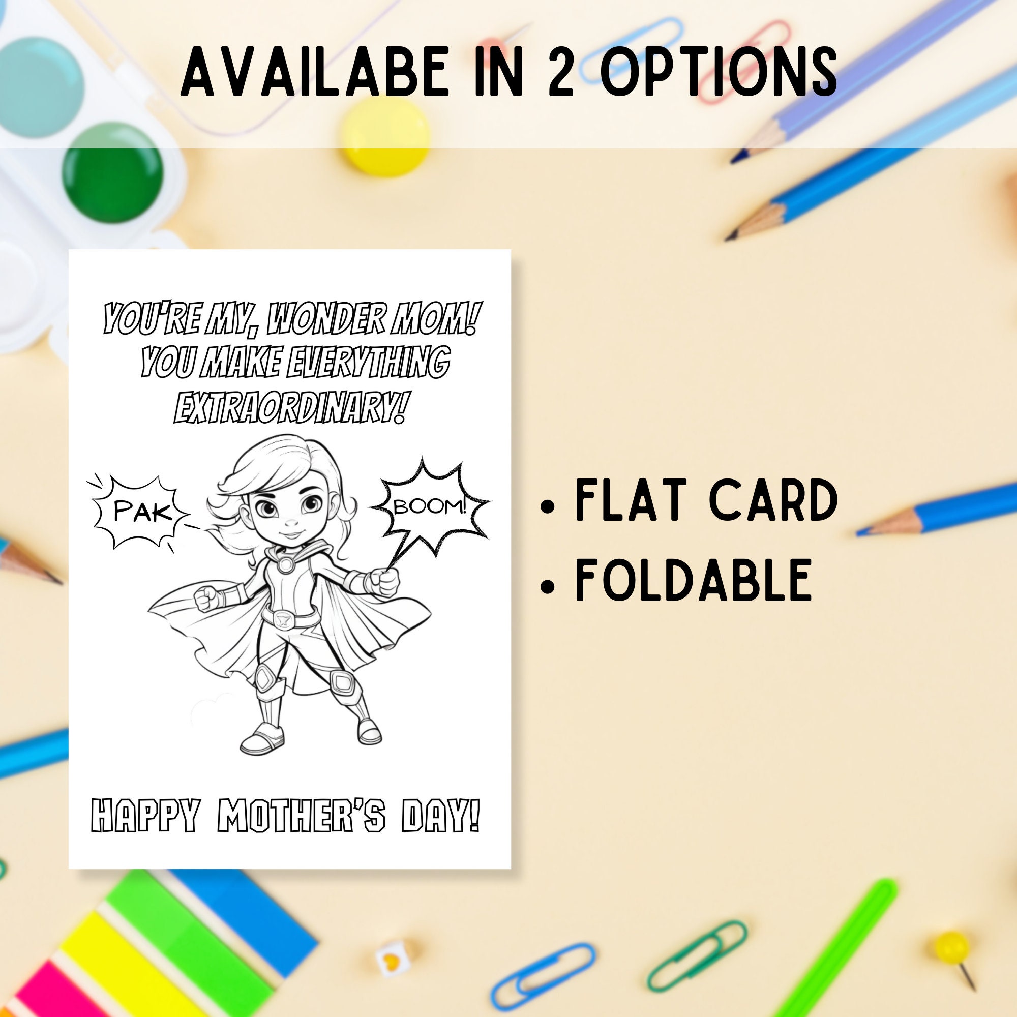 Mothers Day Coloring Card Printable Mothers Day Card for Kids Coloring ...