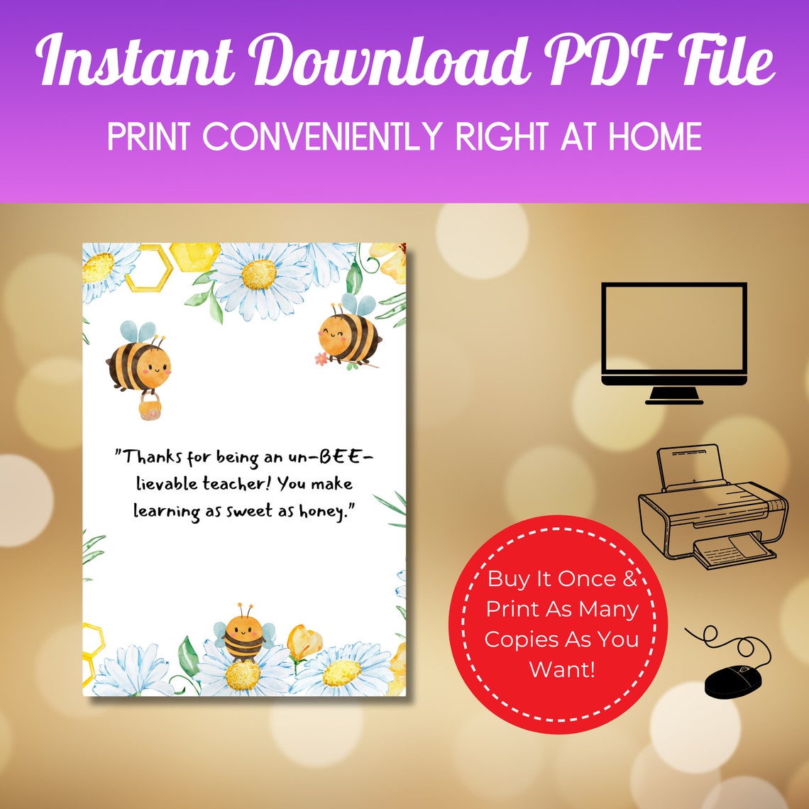 Teacher Appreciation Gift Card Printable Appreciation Card for Teacher ...