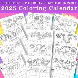 Printable 2025 Coloring Calendar for Kids Elementary Teacher Calendar ...
