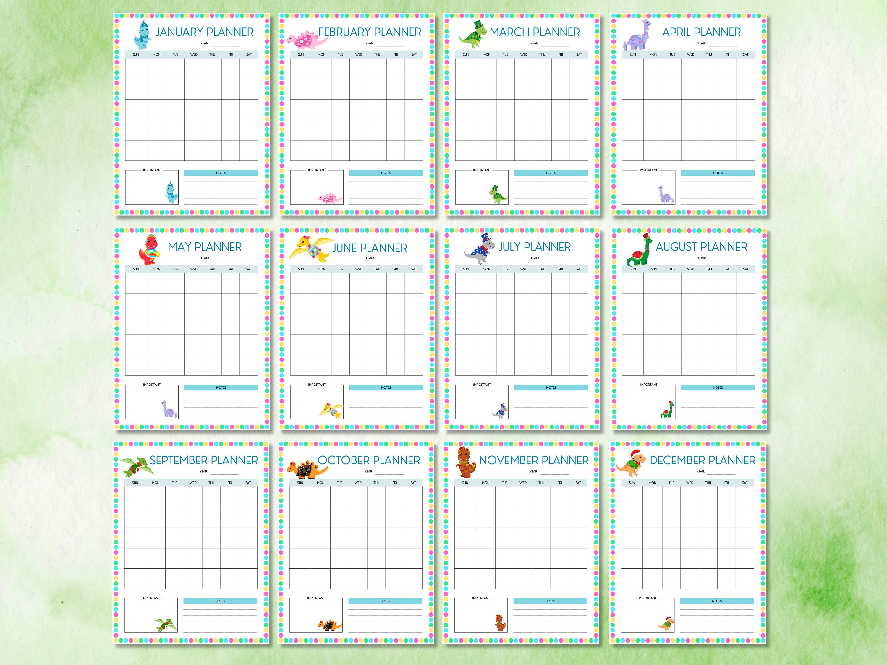 Kids Dinosaur Printable Planner Weekly Monthly Planner Dinosaur ...