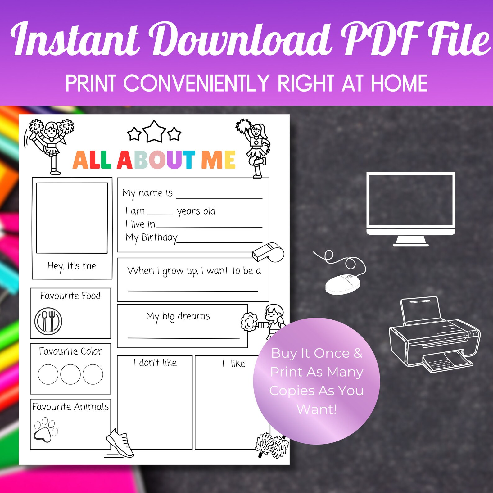 All About Me Preschool 1st Day of School All About Me School Days Back ...