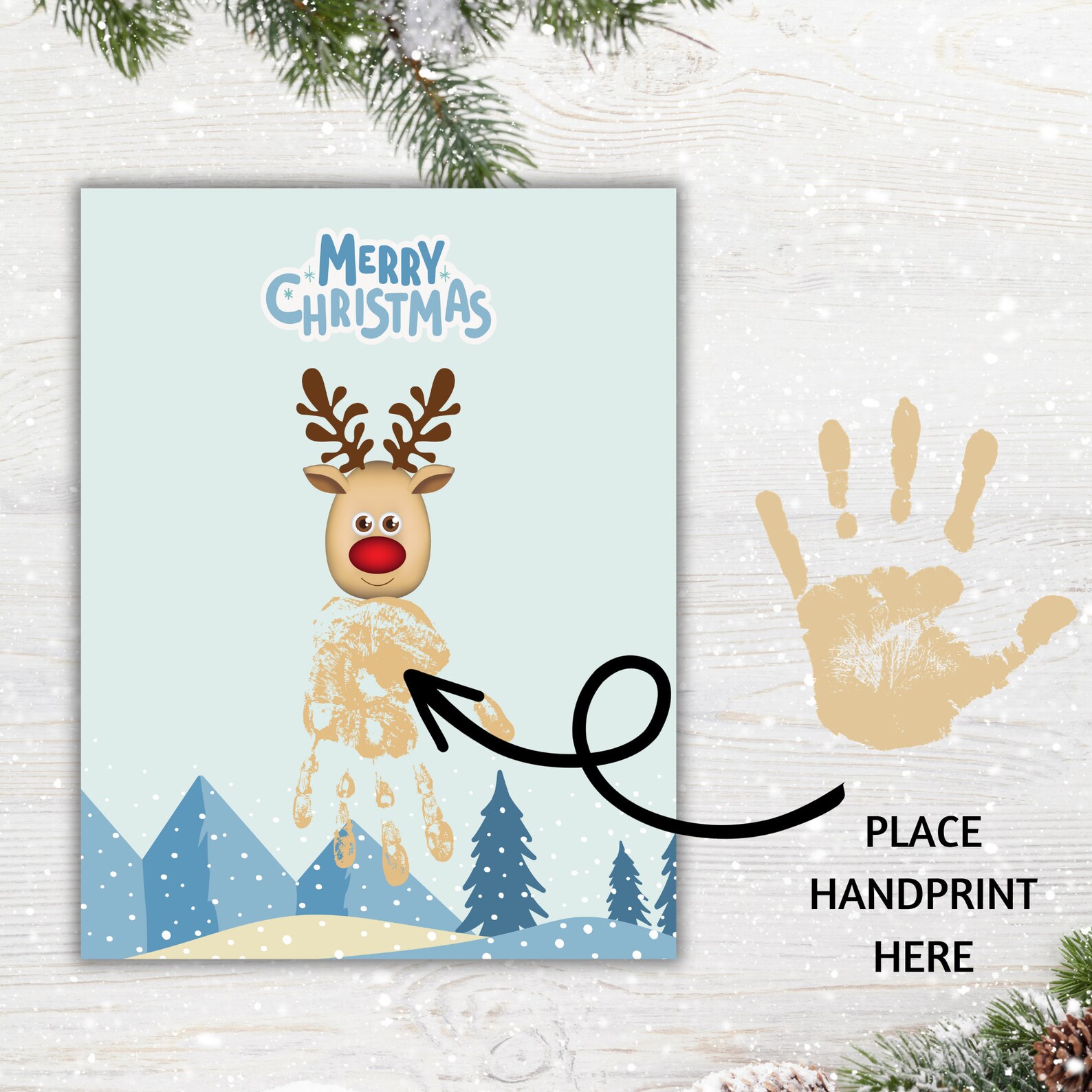 Christmas Handprint Craft Printable Christmas Reindeer Handprint Art ...