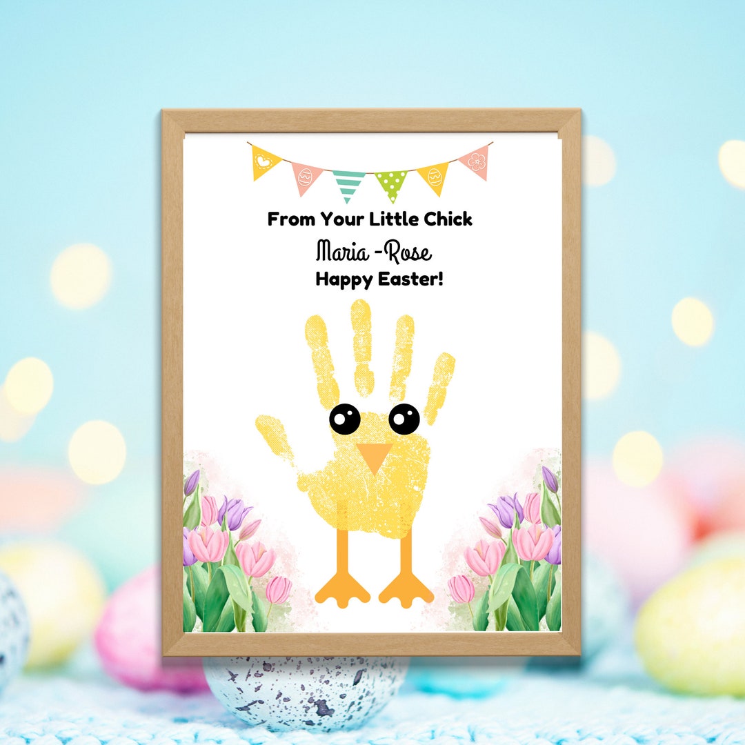 Customize Chick Easter Handprint Craft Printable Art DIY for Kids Baby ...