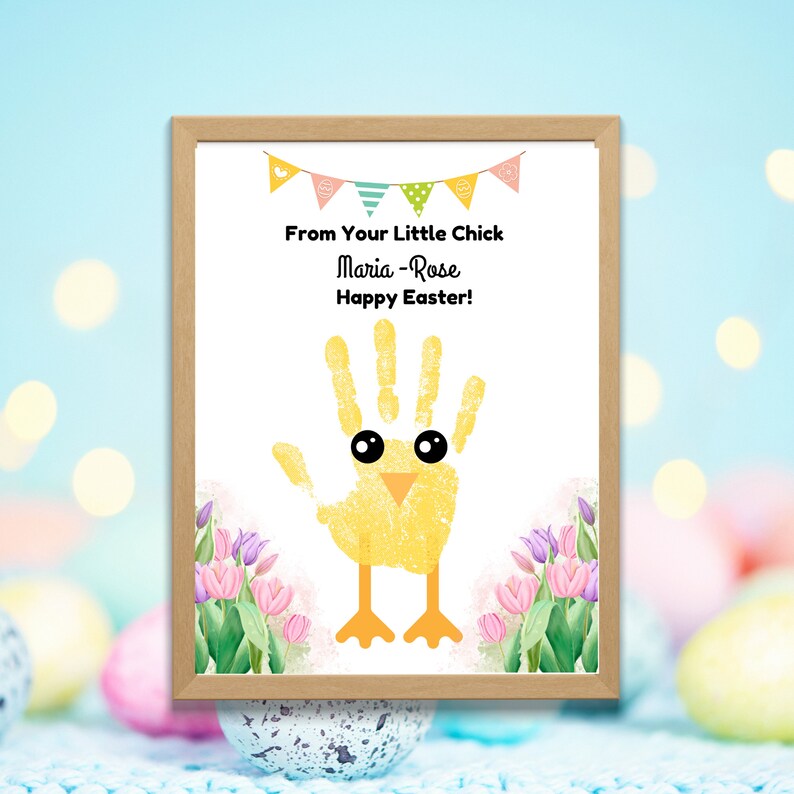 Customize Chick Easter Handprint Craft Printable Art DIY for Kids Baby ...