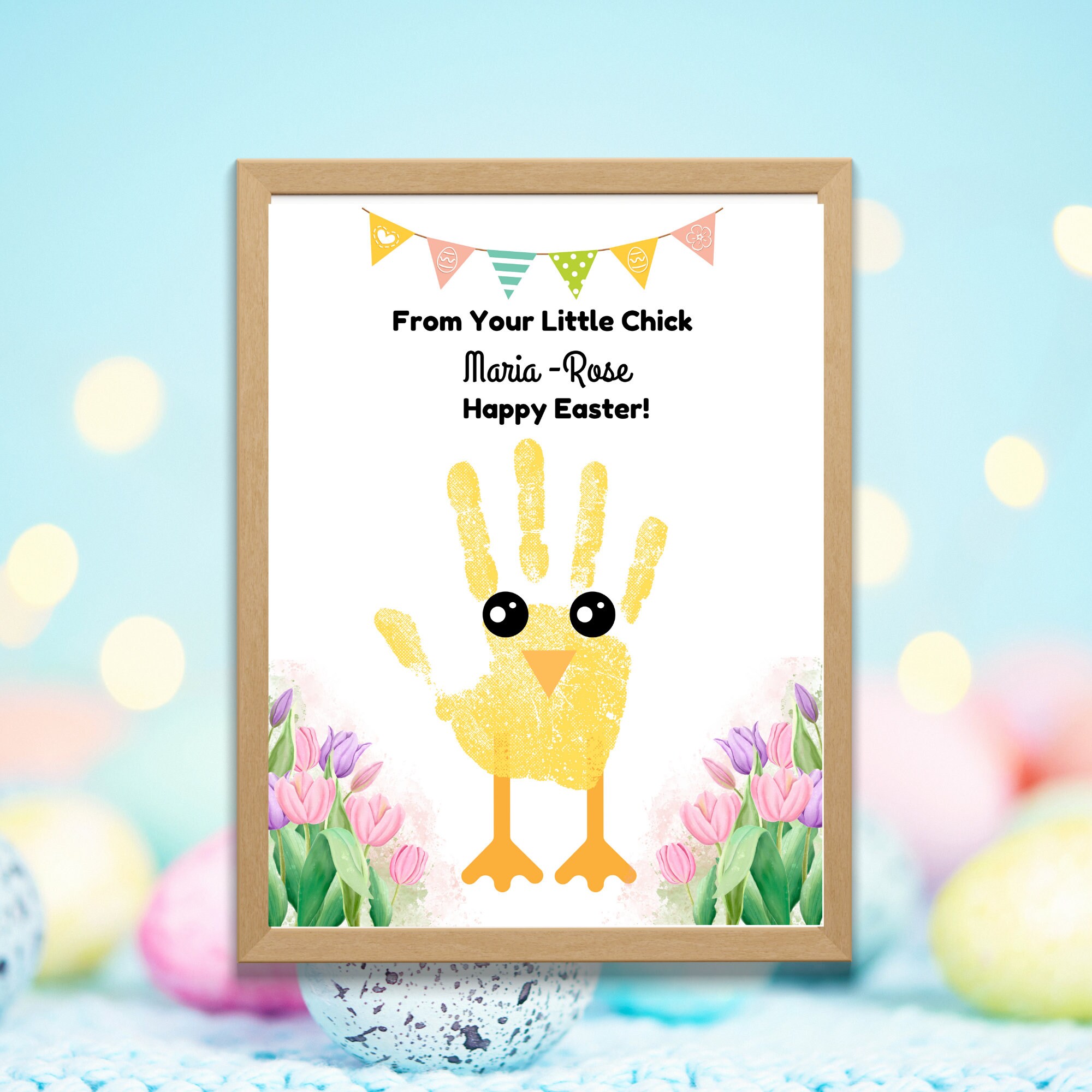 Customize Chick Easter Handprint Craft Printable Art DIY for Kids Baby ...