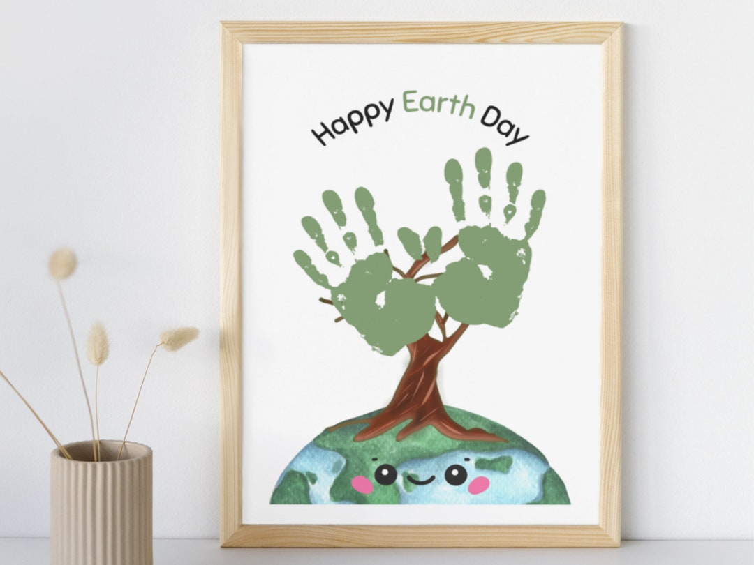 Printable Earth Day Handprint Art Craft Happy Earth Day Gift DIY Craft ...