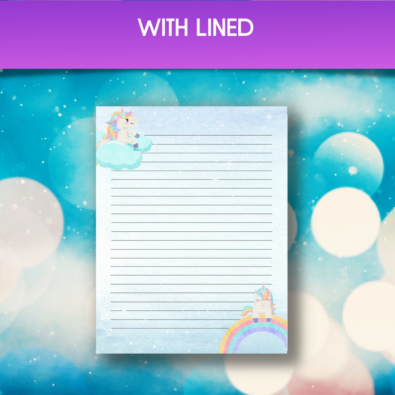 Unicorn Stationary Printable Stationery Set Stationery Paper Writing ...