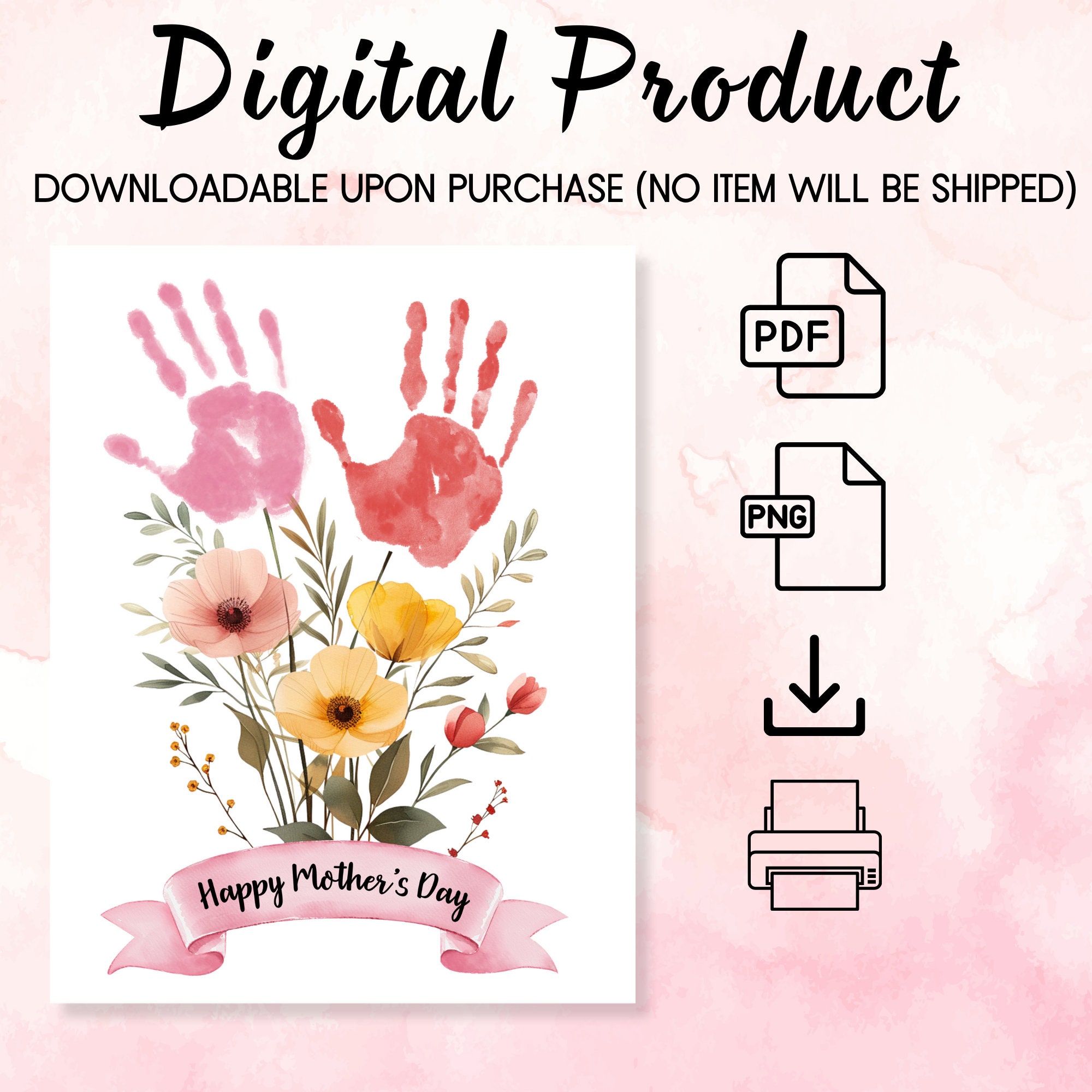 Mothers Day Handprint Craft Flower Bouquet Handprint Gift From Kids ...