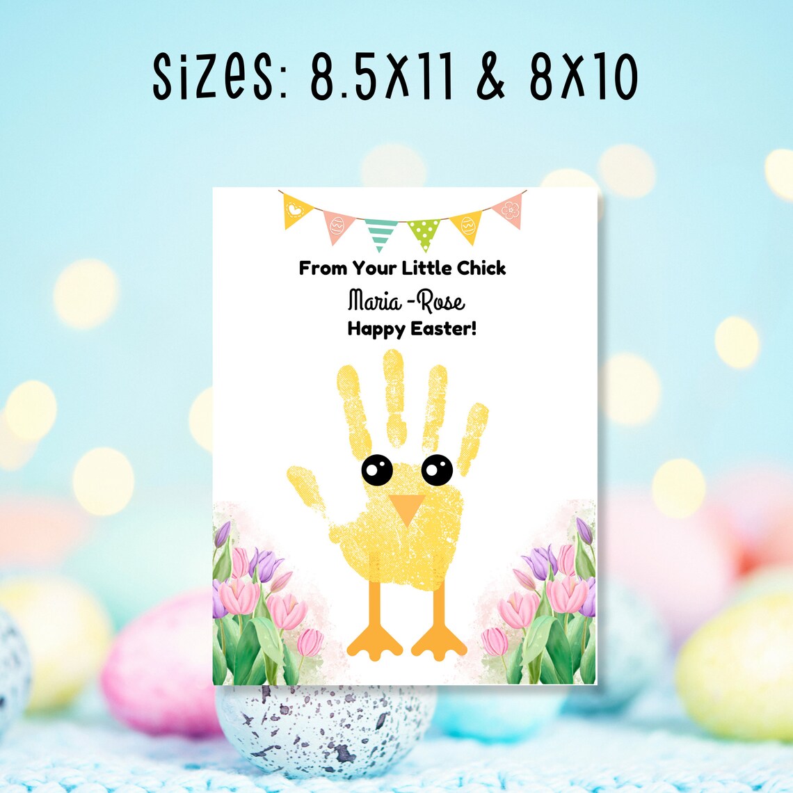 Customize Chick Easter Handprint Craft Printable Art DIY for Kids Baby ...