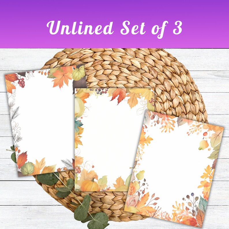 Fall Stationary Set 6 Thanksgiving Letter Writing Paper Autumn Writing ...