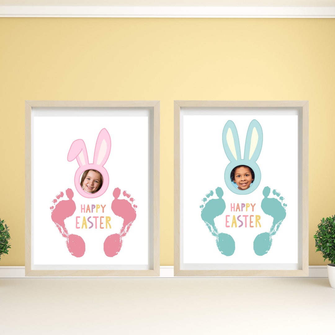 Personalized Photo Easter Gift for Grandparent Photo Face Footprint Art ...
