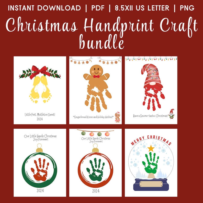 Christmas Handprint Footprint Craft BUNDLE of 6 Prek Preschool ...