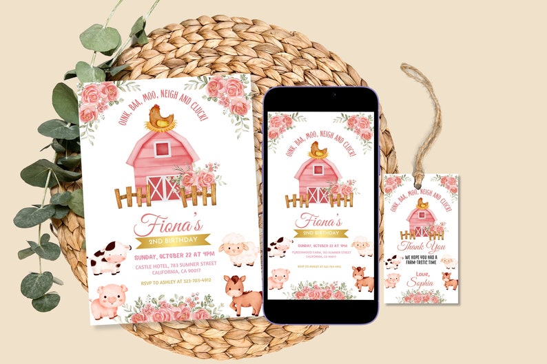 Editable Farm Animals Birthday Invitation for Girls Any Age Farmer ...