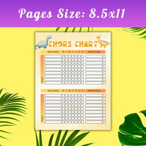 Dinosaur Chore Chart for Kids Checklist Routine Chart Kids Daily Chores ...