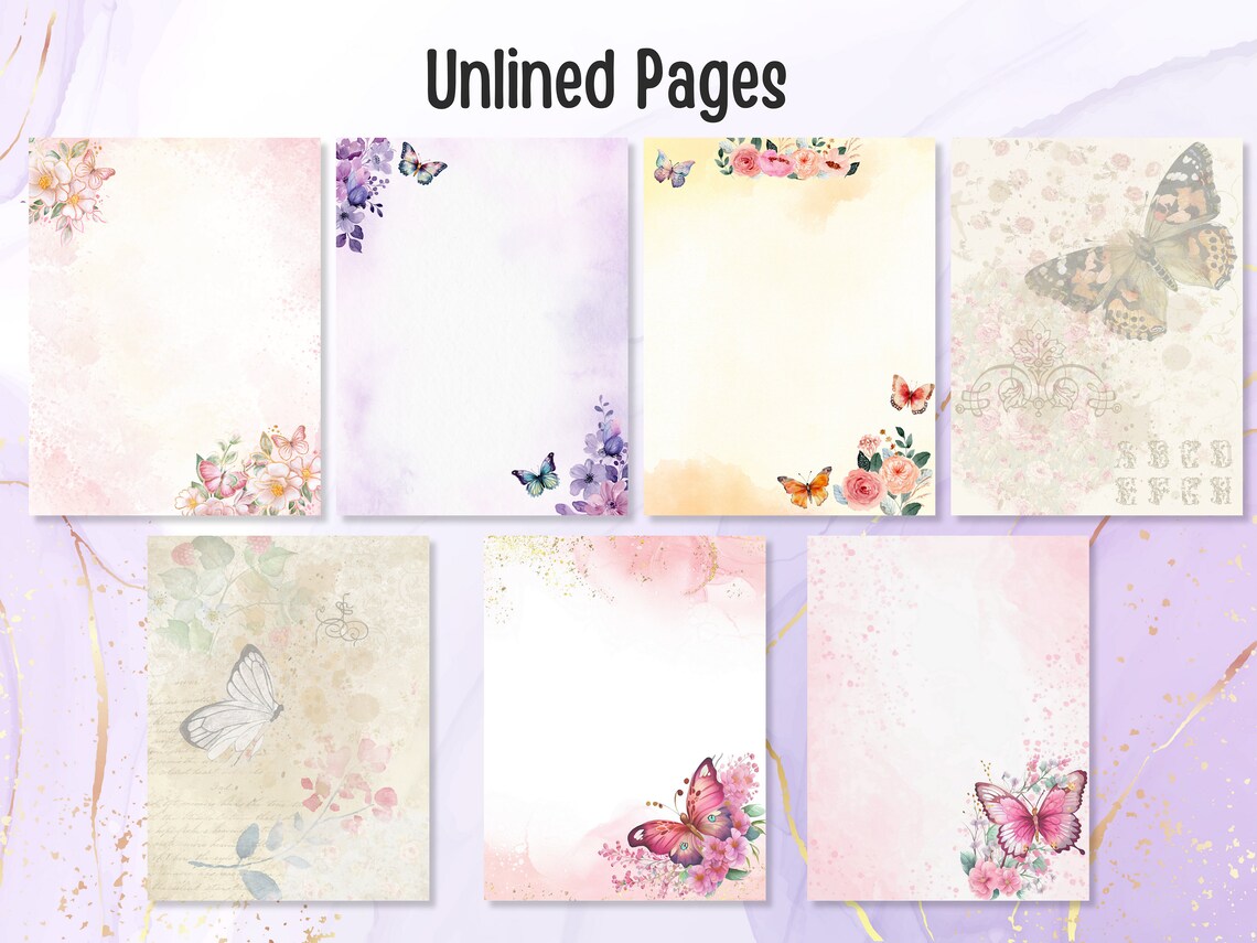 Butterfly Stationary Printable Butterflies Stationery Set Insect ...