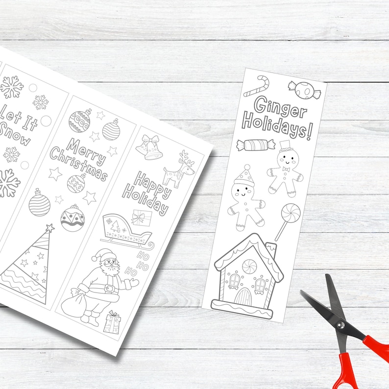 Christmas Coloring Bookmarks Winter Coloring Pages Christmas - Etsy