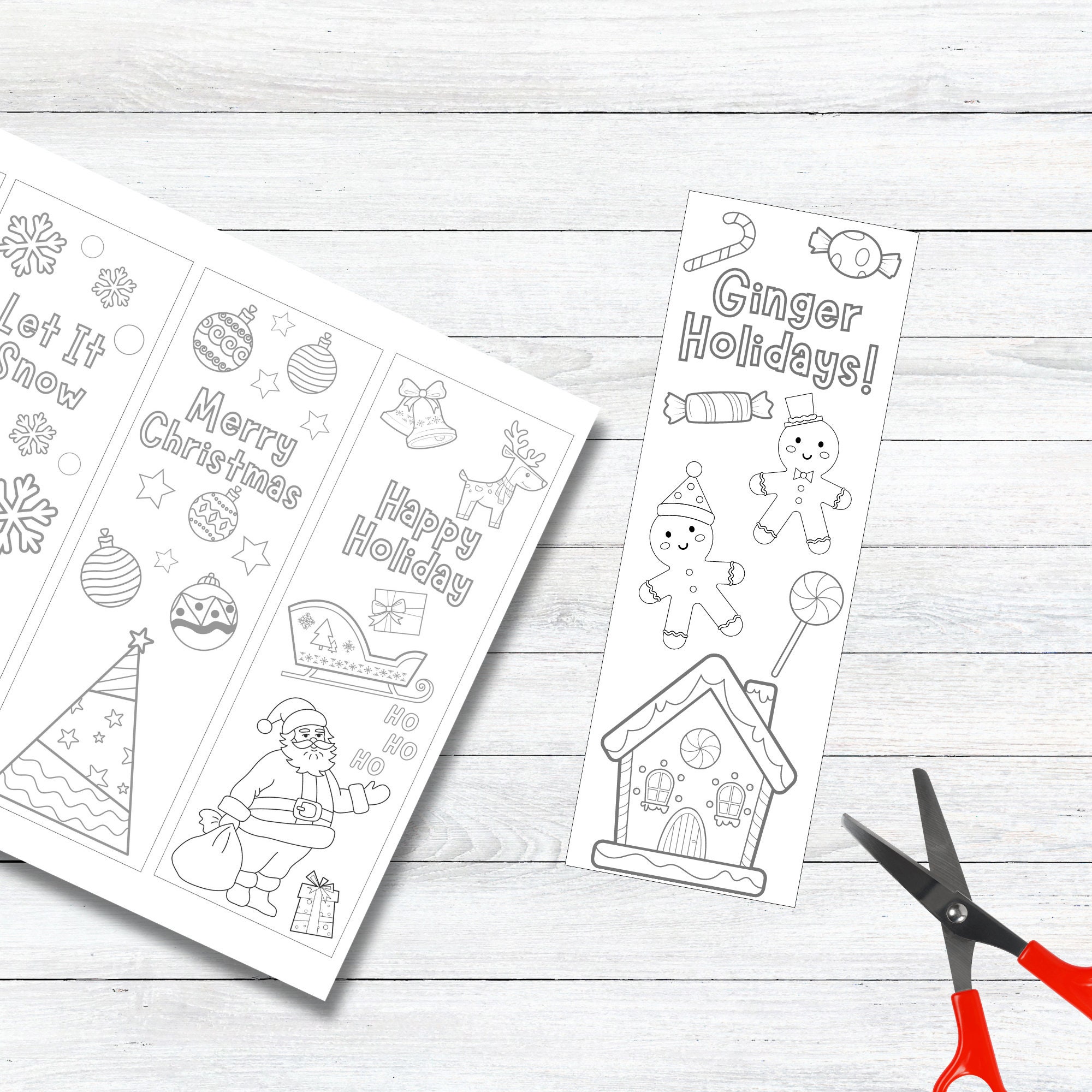 Christmas Coloring Bookmarks Winter Coloring Pages Christmas - Etsy