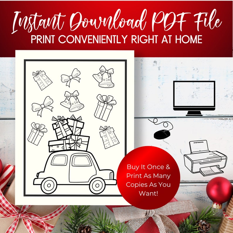 Printable Christmas Coloring Pages Christmas Favor Christmas Activity ...