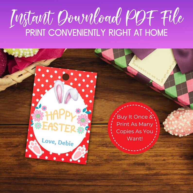 Editable Easter Tag for Boys Girls Happy Easter Gift Tags Gift Tag ...