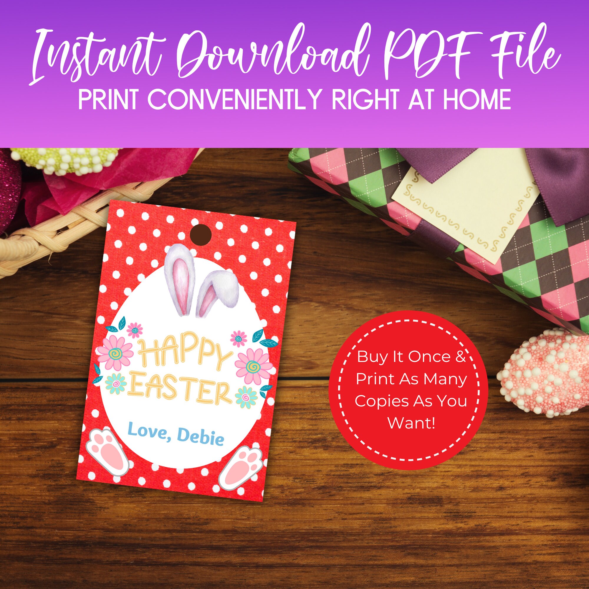 Editable Easter Tag for Boys Girls Happy Easter Gift Tags Gift Tag ...