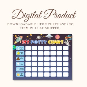 Space Potty Chart for Girls Boys Toilet Training Chart Kids Potty Chart ...