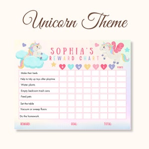 EDITABLE Weekly Reward Chart Kids Rainbow Chore Chart Unicorn Routine ...