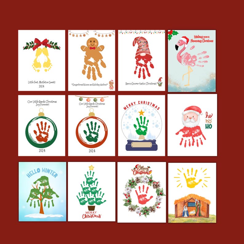 Christmas Handprint Footprint Craft BUNDLE 12 Prek Preschool ...