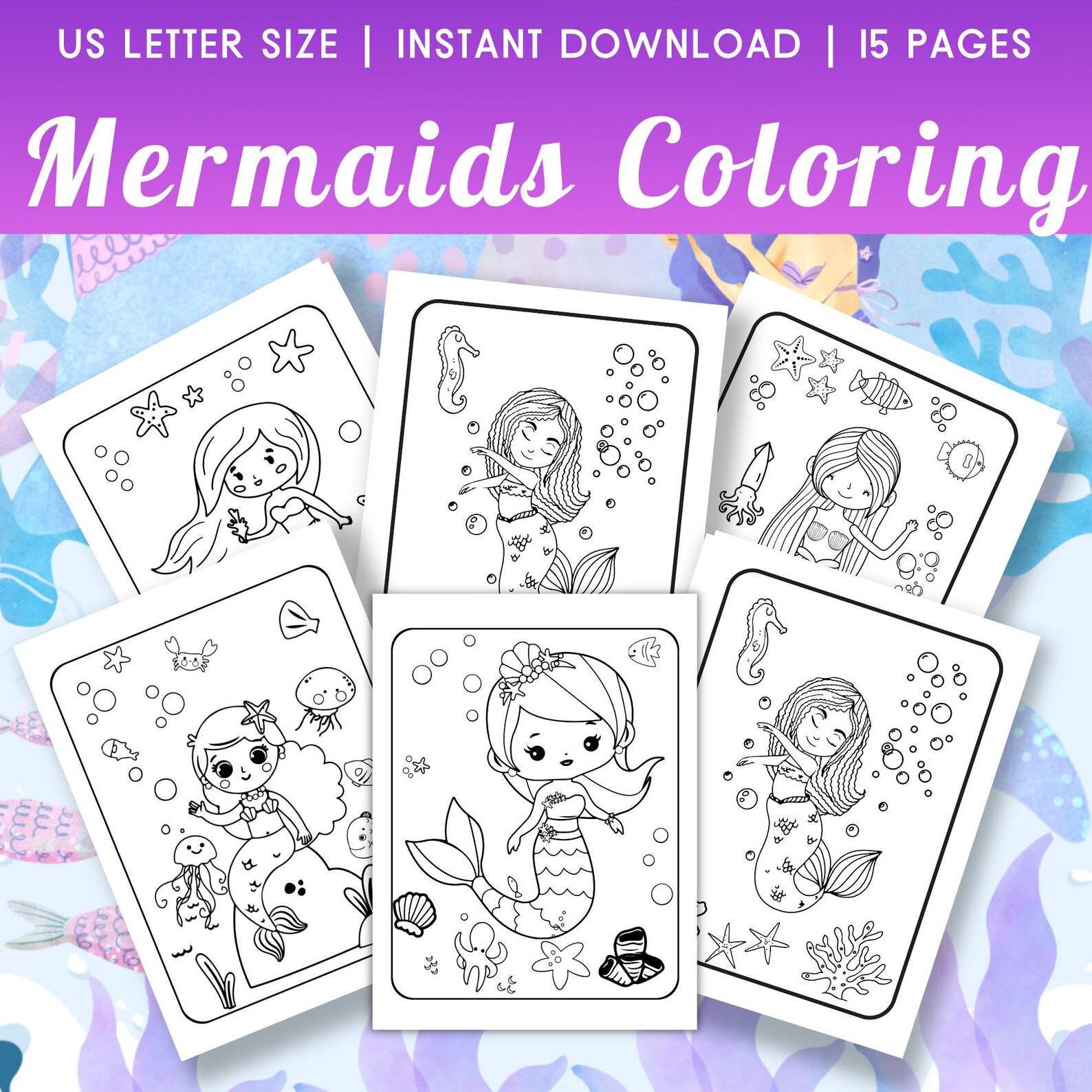 Printable Mermaid Coloring Pages Mermaid Coloring Book Coloring ...