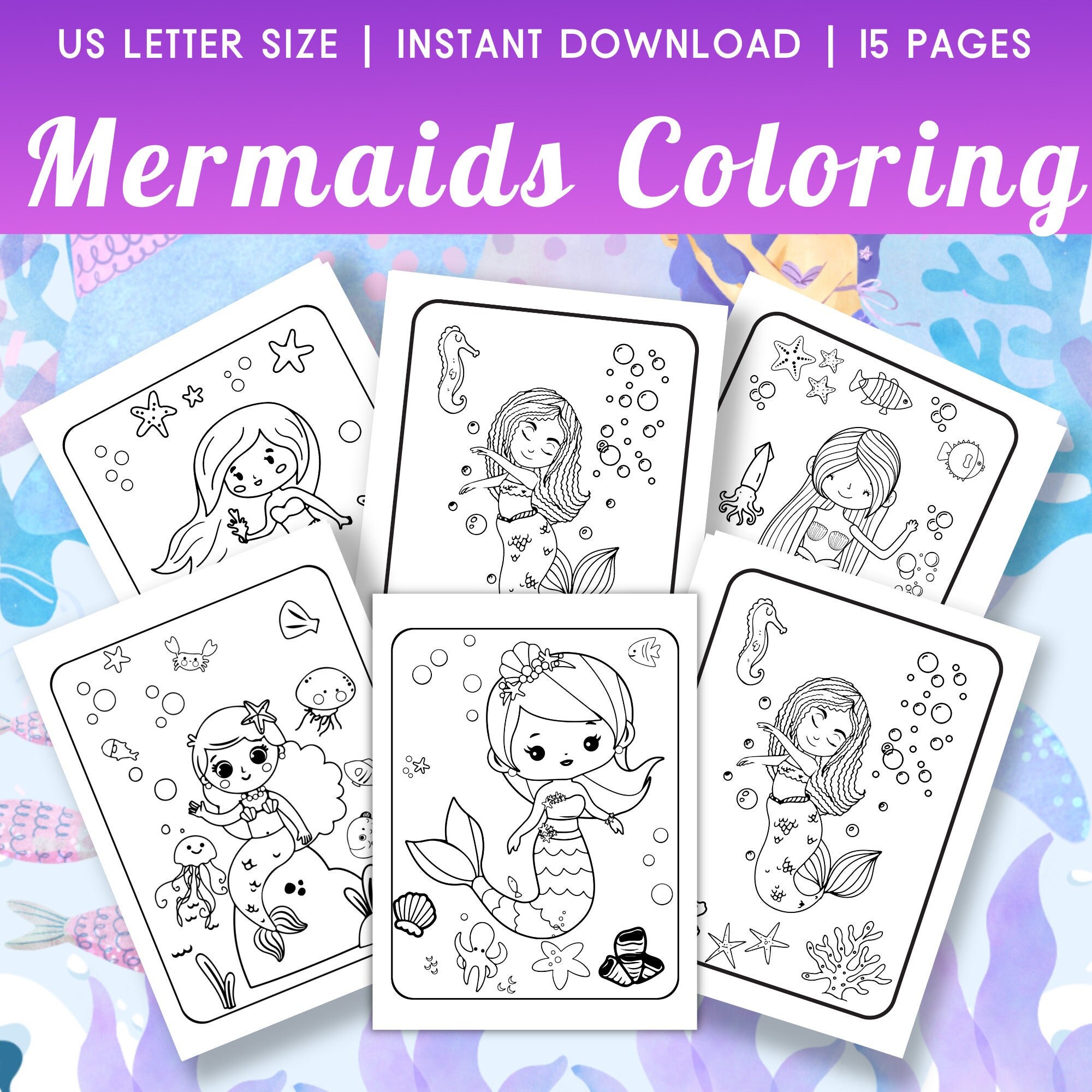 Printable Mermaid Coloring Pages Mermaid Coloring Book Coloring ...
