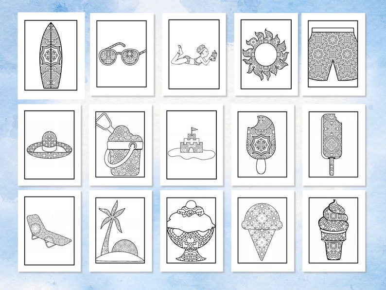Printable Beach Mandala Coloring Pages 25 Bundle for Teens and Adults ...