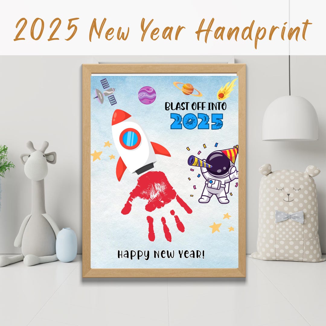 2025 Handprint Craft Printable Happy New Years Day Fireworks Rocket Art ...
