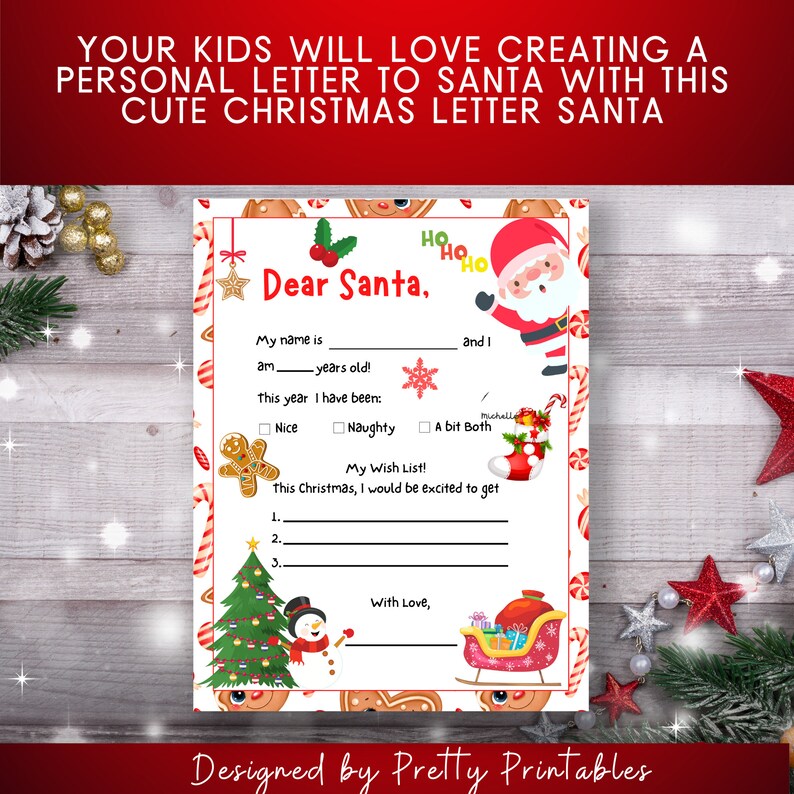 Letter to Santa Coloring Page Christmas Wish List Printable - Etsy