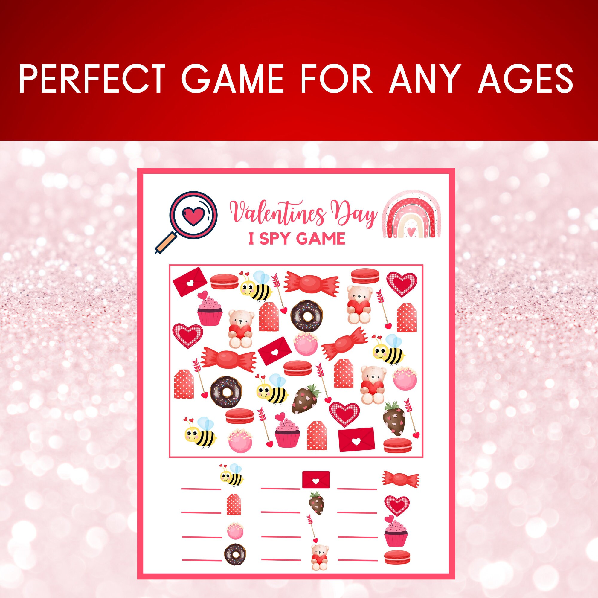 Valentines Printable I Spy Game School Valentine Classroom Party ...