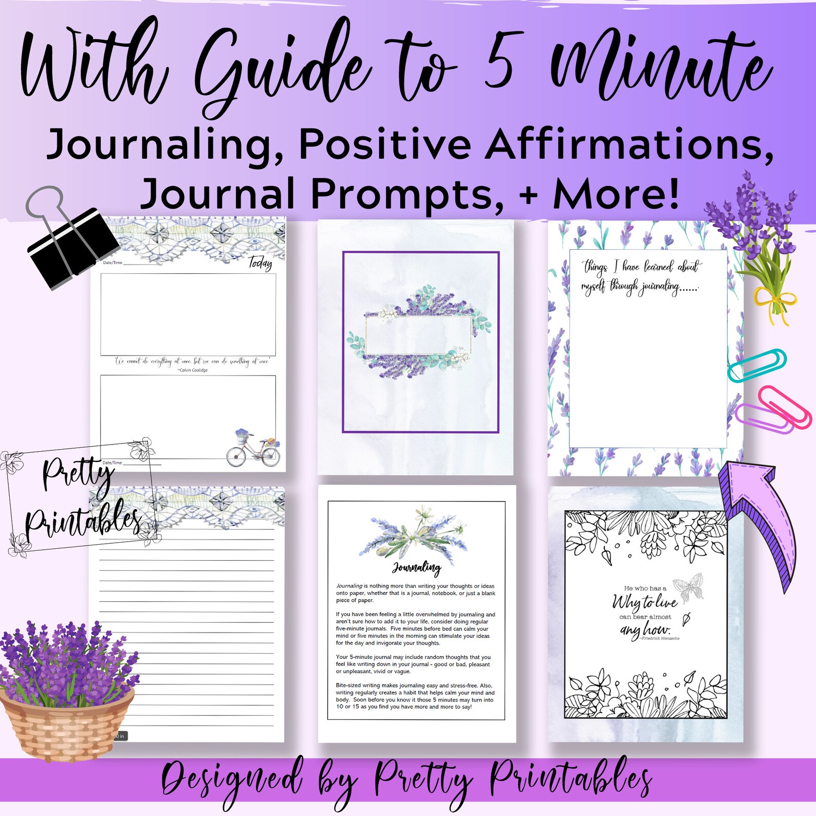 5 Minute Journal Affirmations Guided Journal Reflection - Etsy