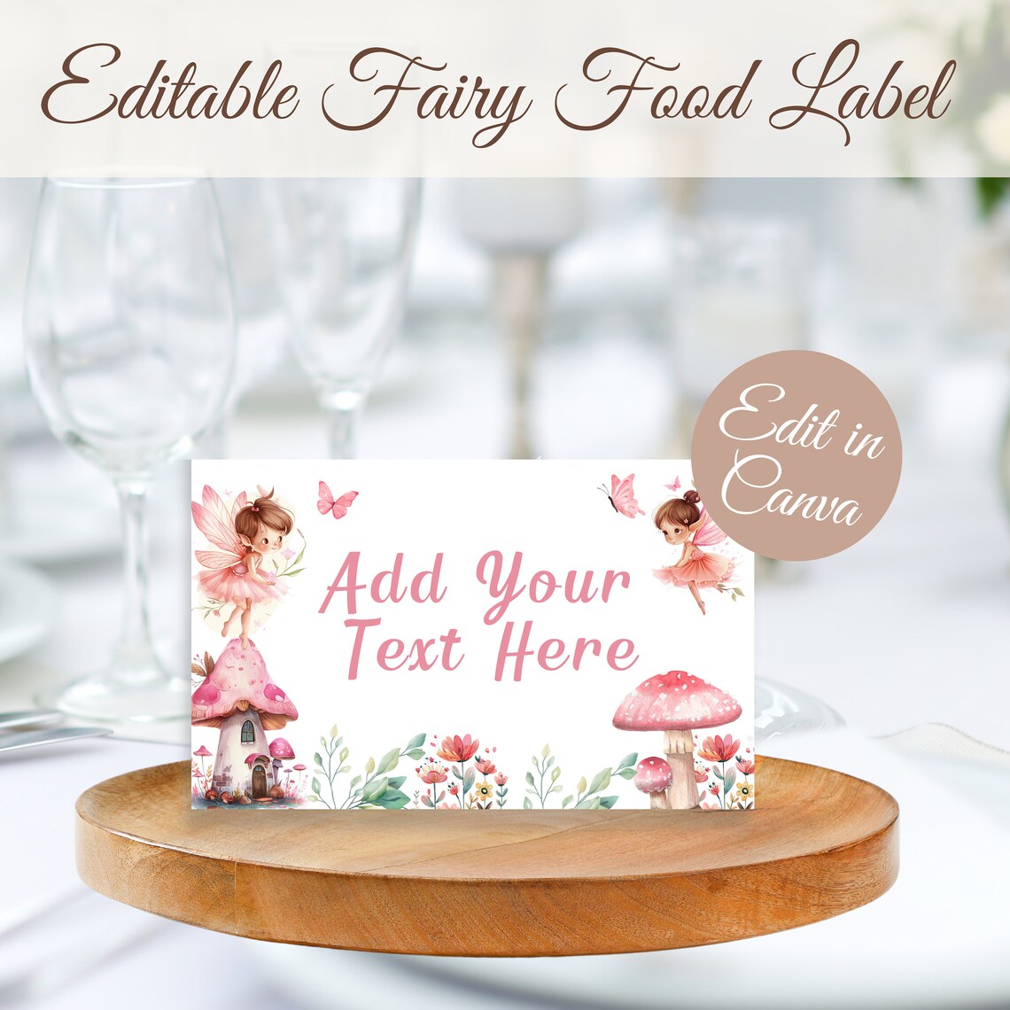 Editable Fairy Party Food Label Fairy Blank Food Tent Cards Labels ...