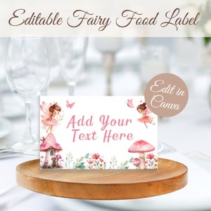 Editable Fairy Party Food Label Fairy Blank Food Tent Cards Labels ...