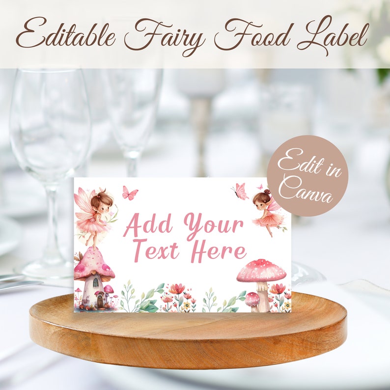 Editable Fairy Party Food Label Fairy Blank Food Tent Cards Labels ...