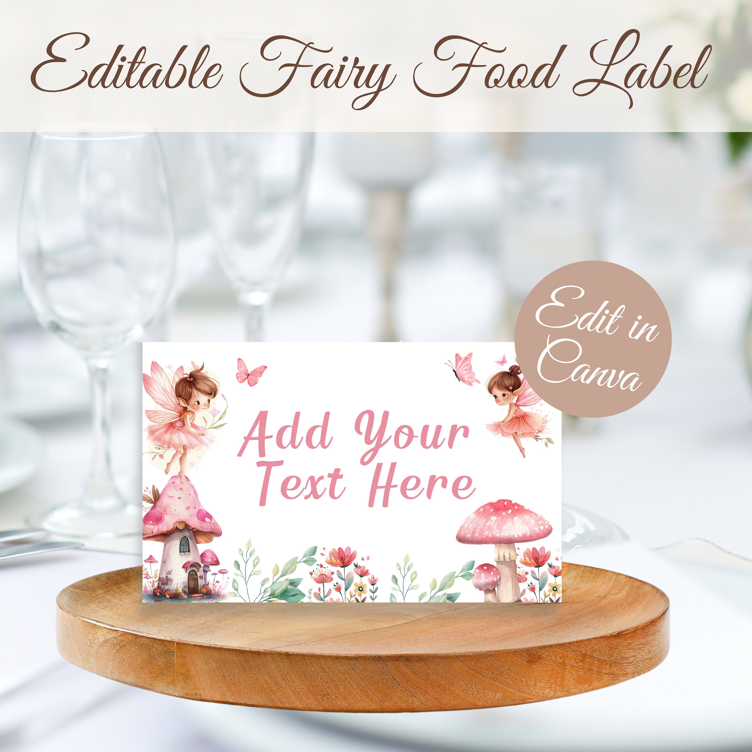Editable Fairy Party Food Label Fairy Blank Food Tent Cards Labels ...