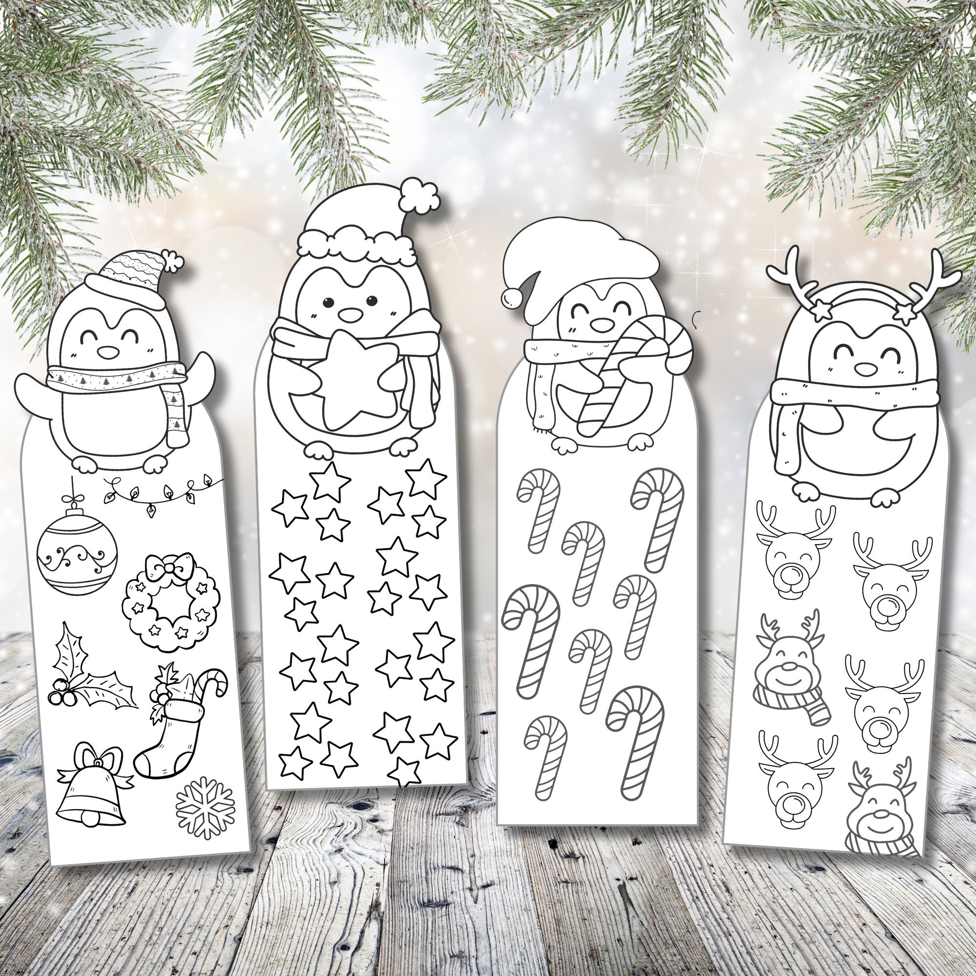 Printable Bookmarks for Kids Coloring Penguins Prek Elementary ...